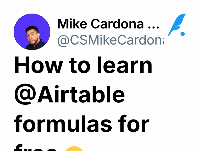 How to learn @Airtable formulas for free 😛 | Mike Cardona | Automation Alchemist 🧪🔧