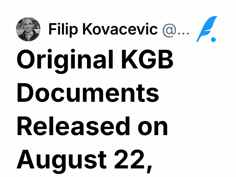 Original KGB Documents Released on August 22, 2023 | Filip Kovacevic