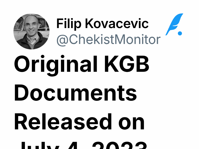 Original KGB Documents Released on July 4, 2023 | Filip Kovacevic