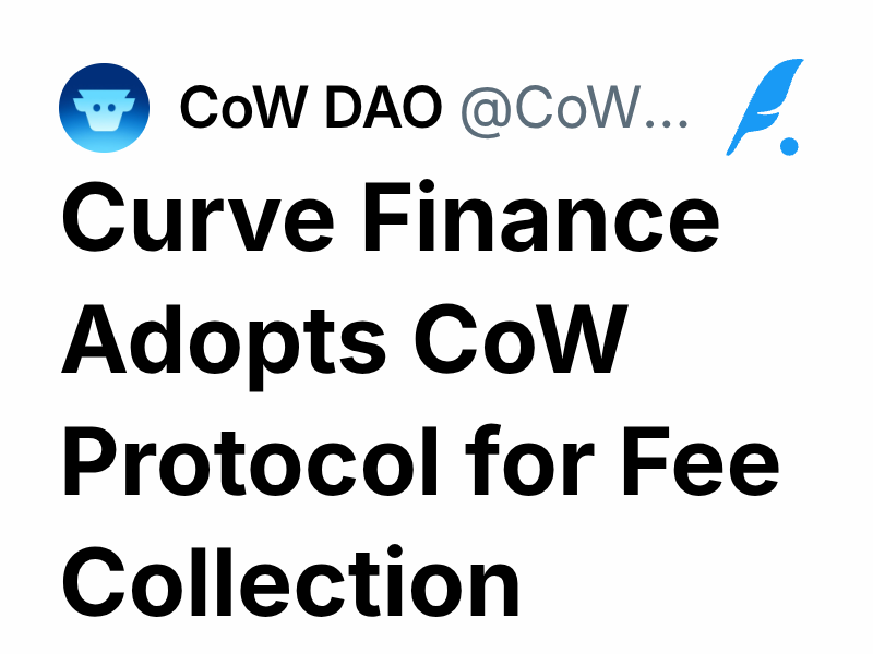 Curve Finance Adopts CoW Protocol for Fee Collection | CoW DAO