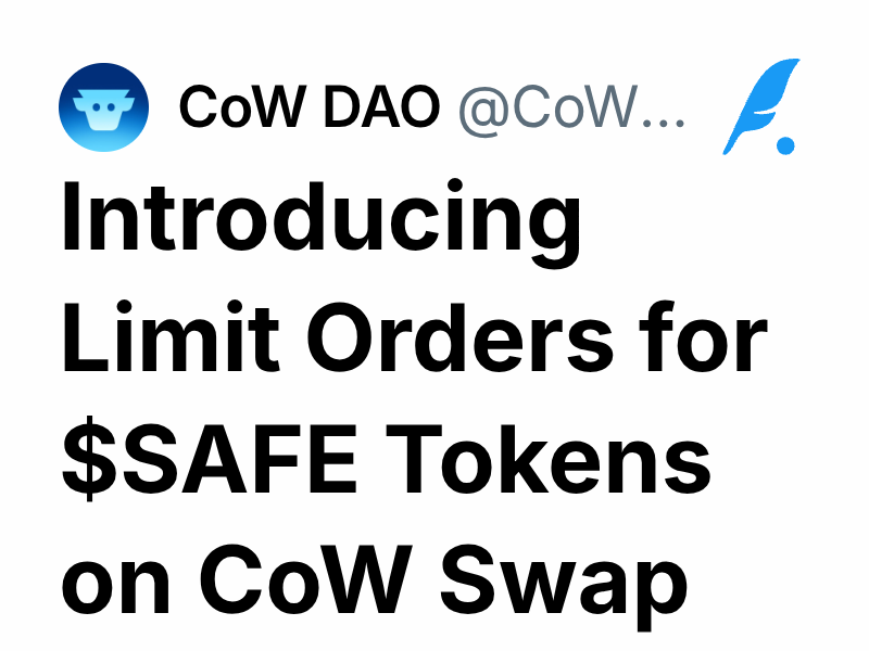 Introducing Limit Orders for $SAFE Tokens on CoW Swap | CoW DAO