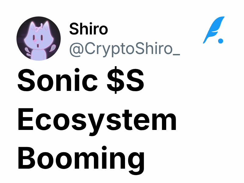 Sonic $S Ecosystem Booming | Shiro