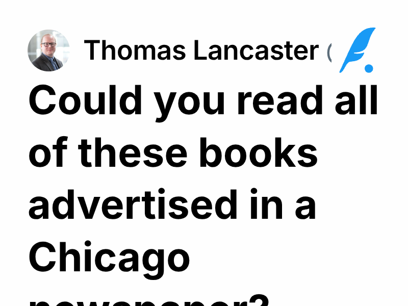 Could you read all of these books advertised in a Chicago newspaper ...