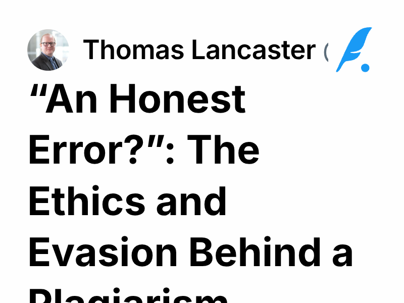 “An Honest Error?”: The Ethics and Evasion Behind a Plagiarism Scandal ...
