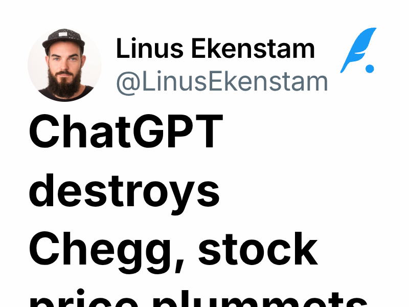 ChatGPT destroys Chegg, stock price plummets 50% | Linus Ekenstam