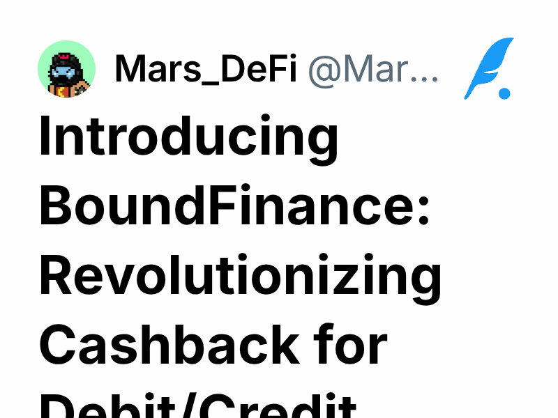 Introducing BoundFinance: Revolutionizing Cashback for Debit/Credit Cards | Mars_DeFi