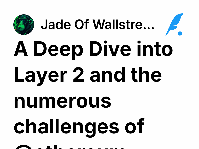 A Deep Dive into Layer 2 and the numerous challenges of @ethereum ...