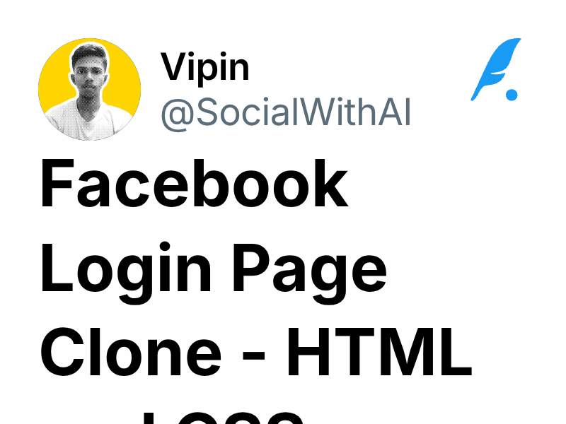 Facebook Login Page Clone - HTML and CSS | Vipin