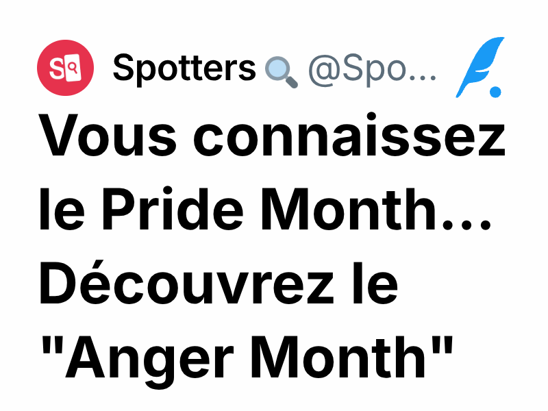 Vous connaissez le Pride Month... Découvrez le "Anger Month" | Spotters 🔍