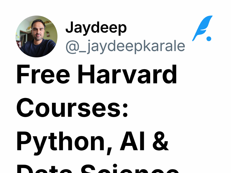 Free Harvard Courses: Python, AI & Data Science | Jaydeep