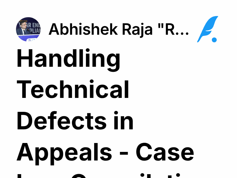 Handling Technical Defects in Appeals - Case Law Compilation ARR ...