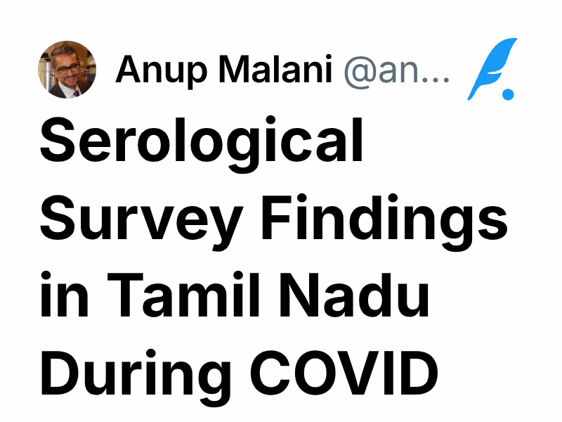 Serological Survey Findings in Tamil Nadu During COVID | Anup Malani