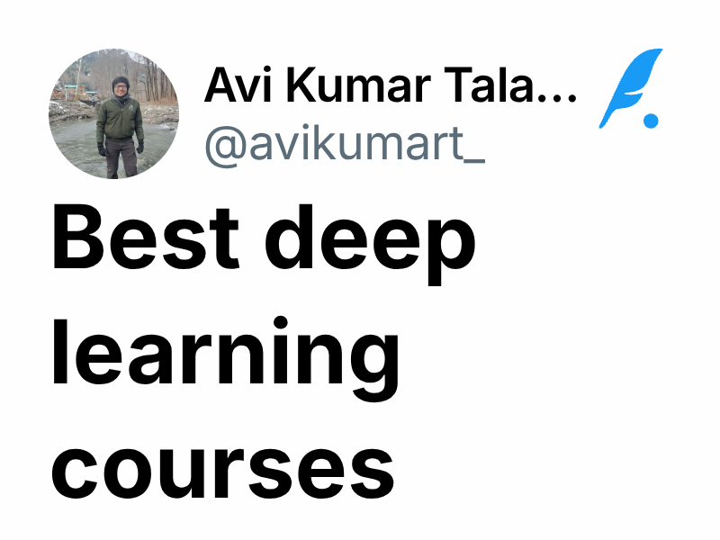 Best deep learning courses | Avi Kumar Talaviya