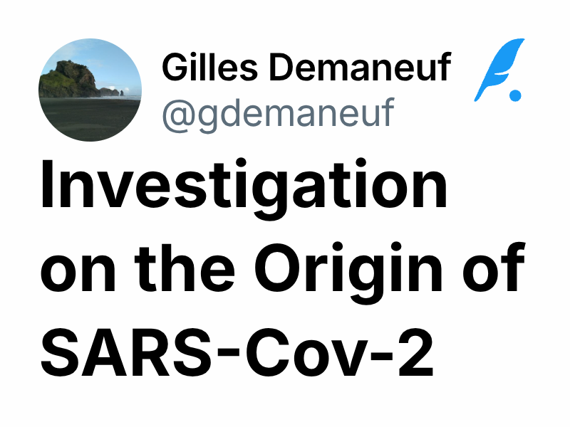 Investigation on the Origin of SARS-Cov-2 | Gilles Demaneuf