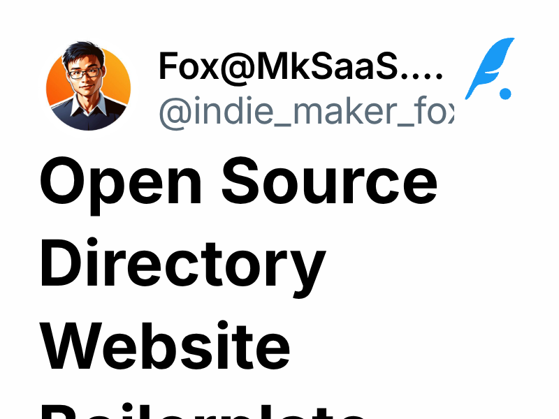 Open Source Directory Website Boilerplate | Fox@MkSaaS.com