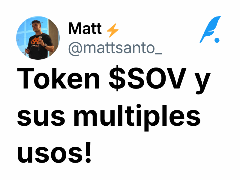 Token $SOV y sus multiples usos! | Matt ⚡