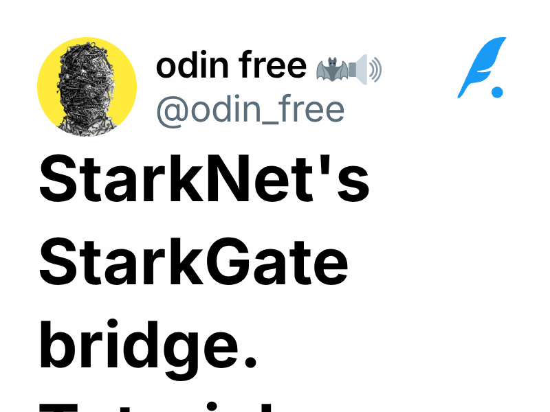 StarkNet's StarkGate bridge. Tutorial. | odin free 🦇🔊