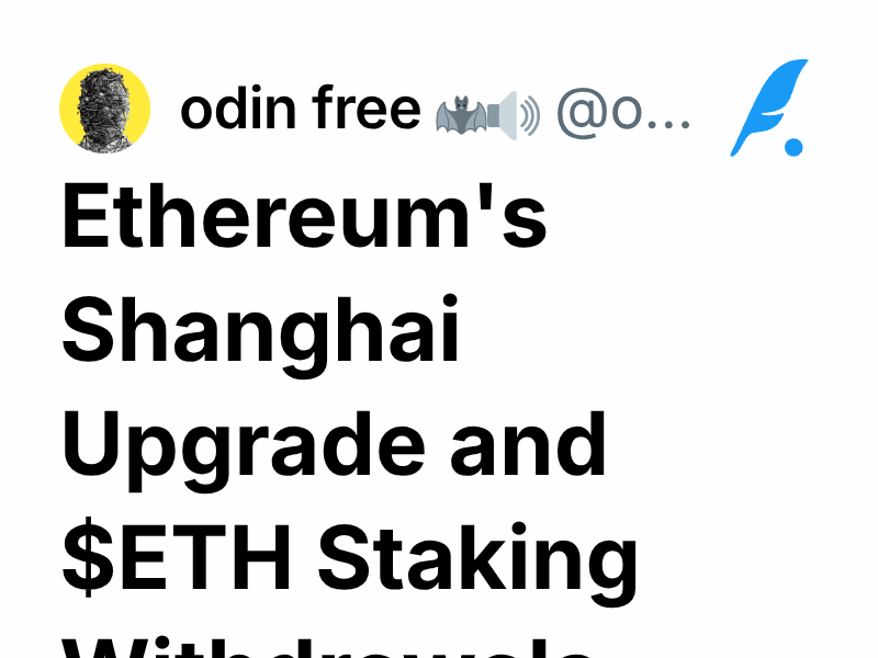 Ethereum's Shanghai Upgrade and $ETH Staking Withdrawals Explained ...