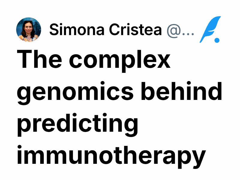 The complex genomics behind predicting immunotherapy response | Simona ...
