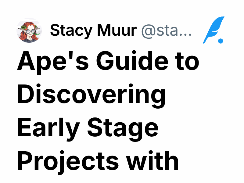 Ape's Guide to Discovering Early Stage Projects with Moni | Stacy Muur