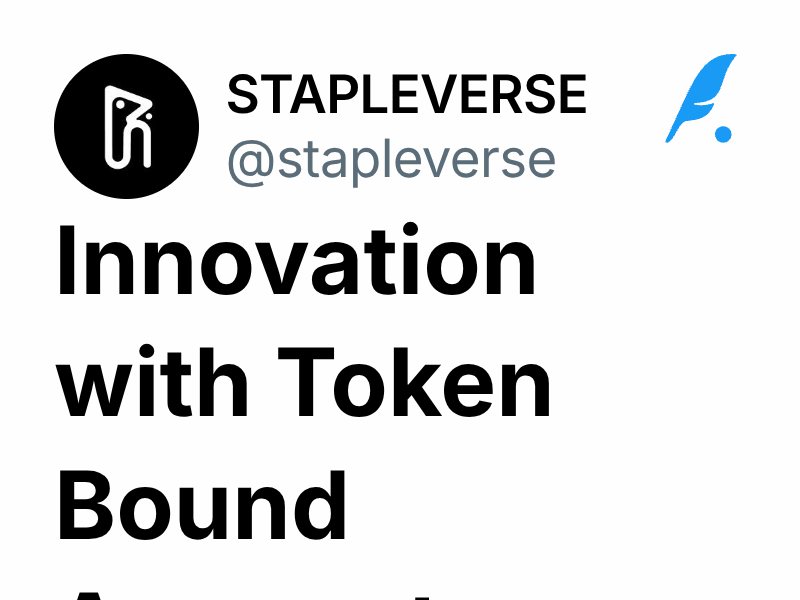 Innovation with Token Bound Accounts | STAPLEVERSE