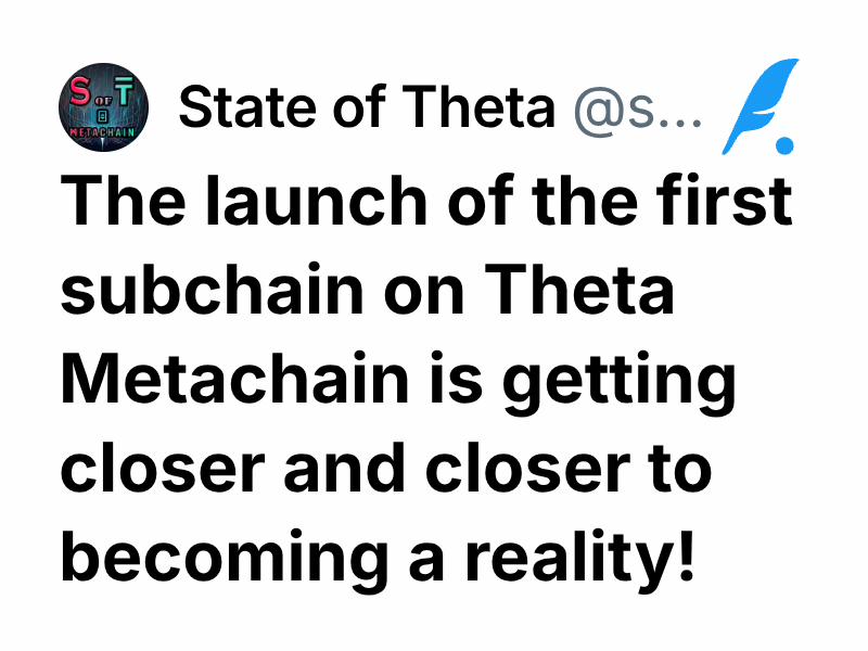 The launch of the first subchain on Theta Metachain is getting closer ...
