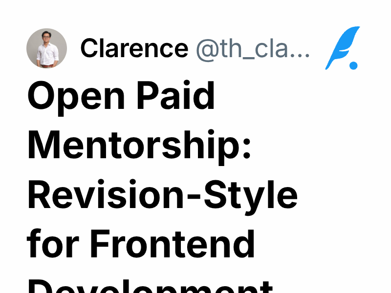 Open Paid Mentorship Revision Style For Frontend Development In React Clarence
