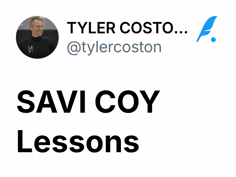 SAVI COY Lessons | TYLER COSTON | SAVI Coaching